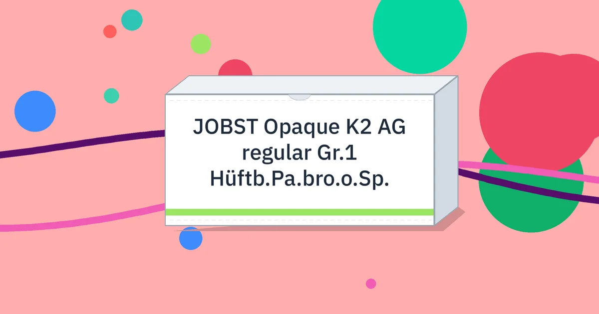 Symbolbild: Packung mit der Aufschrift JOBST Opaque K2 AG regular Gr.1 Hüftb.Pa.bro.o.Sp. (PZN 13116709) – Verfügbarkeit und Bezug in Apotheken in Frankfurt am Main
