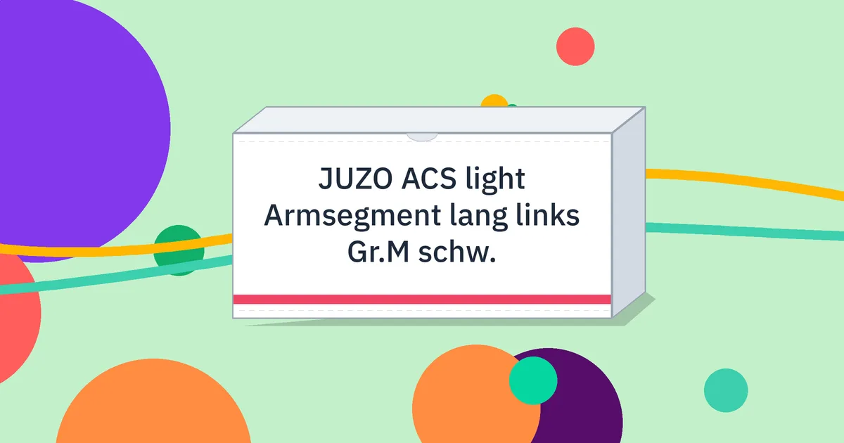 Symbolbild: Packung mit der Aufschrift JUZO ACS light Armsegment lang links Gr.M schw. (PZN 13575825) – Verfügbarkeit und Bezug in Apotheken in Frankfurt am Main