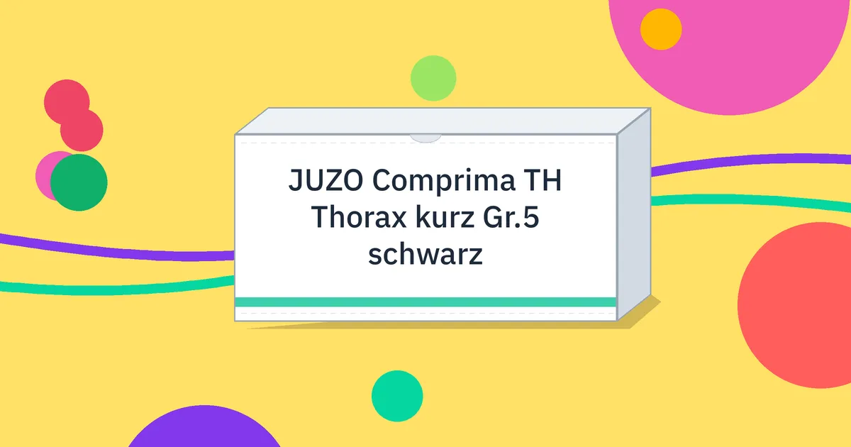 Symbolbild: Packung mit der Aufschrift JUZO Comprima TH Thorax kurz Gr.5 schwarz (PZN 20782134) – Verfügbarkeit und Bezug in Apotheken in Frankfurt am Main