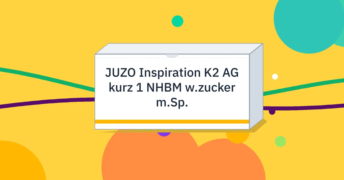 Symbolbild: Packung mit der Aufschrift JUZO Inspiration K2 AG kurz 1 NHBM w.zucker m.Sp. (PZN 14961080) – Verfügbarkeit und Bezug in Apotheken in Frankfurt am Main