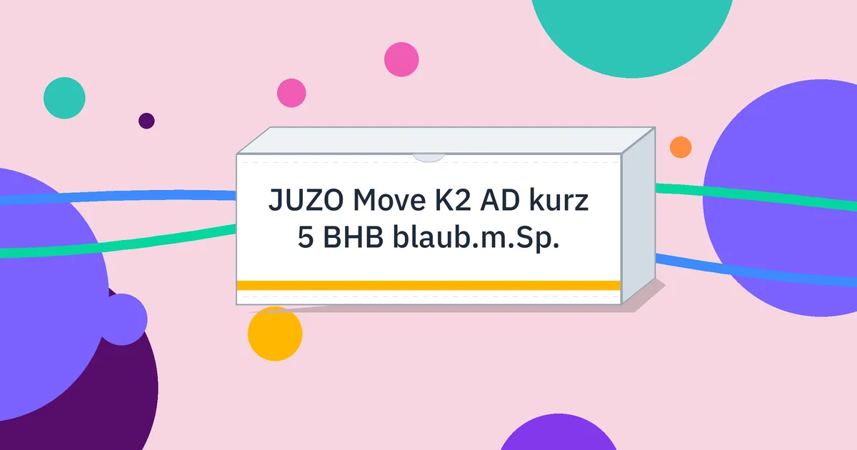 Symbolbild: Packung mit der Aufschrift JUZO Move K2 AD kurz 5 BHB blaub.m.Sp. (PZN 18540613) – Verfügbarkeit und Bezug in Apotheken in Frankfurt am Main