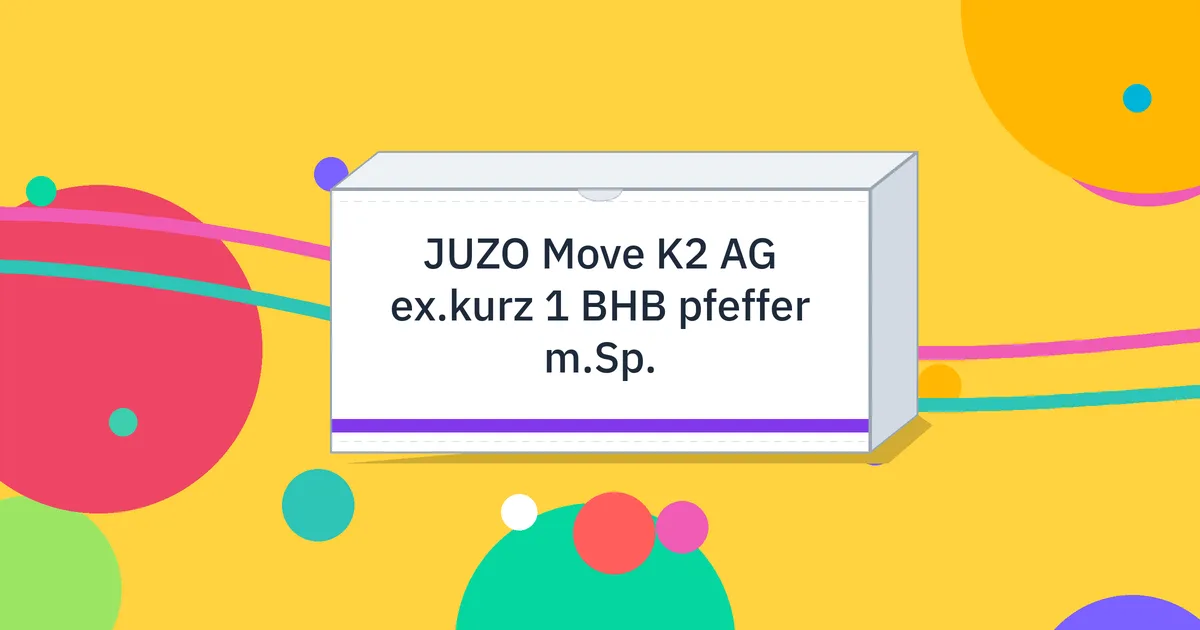 Symbolbild: Packung mit der Aufschrift JUZO Move K2 AG ex.kurz 1 BHB pfeffer m.Sp. (PZN 16637395) – Verfügbarkeit und Bezug in Apotheken in Frankfurt am Main
