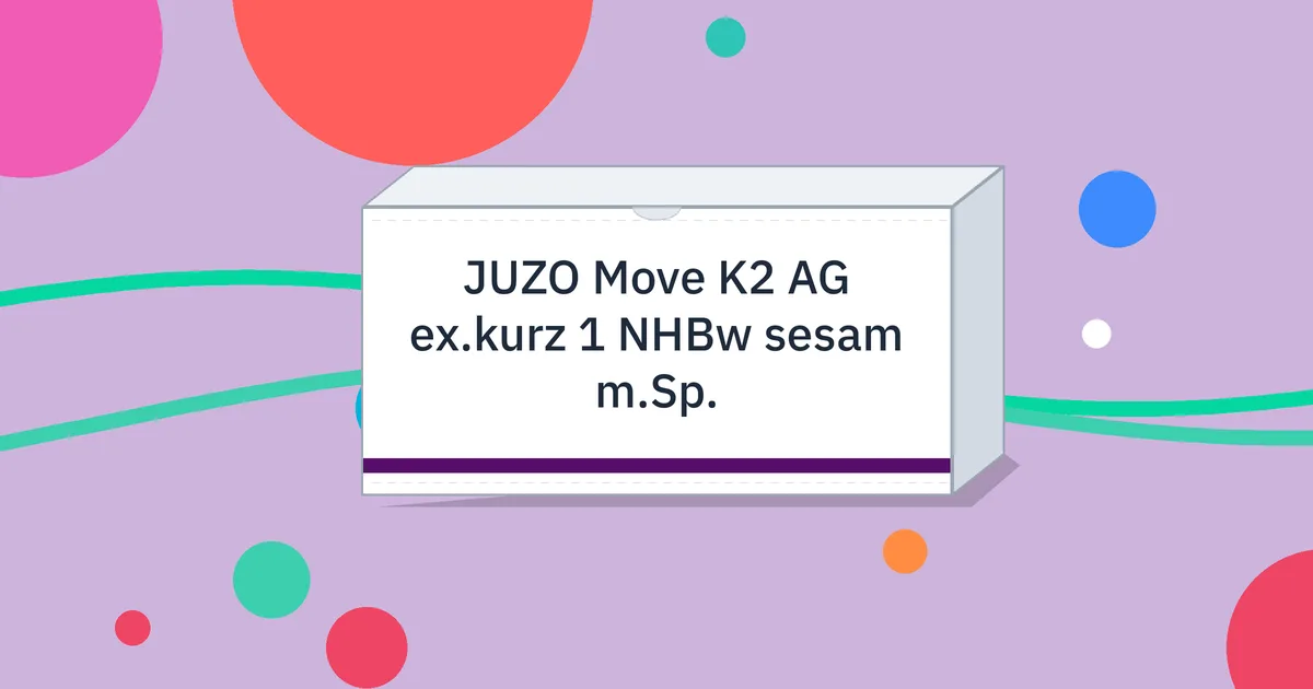 Symbolbild: Packung mit der Aufschrift JUZO Move K2 AG ex.kurz 1 NHBw sesam m.Sp. (PZN 18531034) – Verfügbarkeit und Bezug in Apotheken in Frankfurt am Main