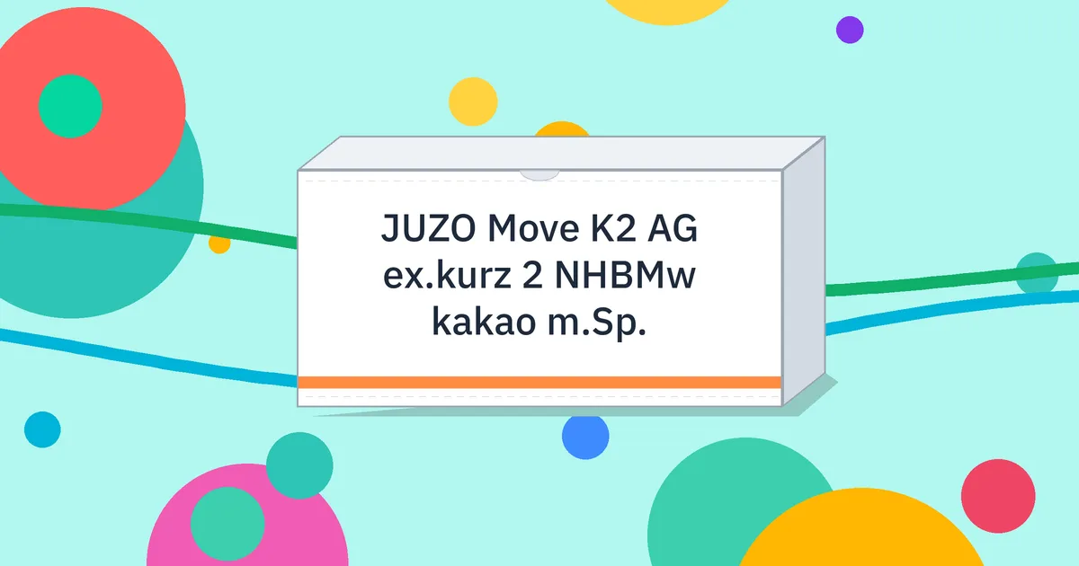 Symbolbild: Packung mit der Aufschrift JUZO Move K2 AG ex.kurz 2 NHBMw kakao m.Sp. (PZN 18563123) – Verfügbarkeit und Bezug in Apotheken in Frankfurt am Main