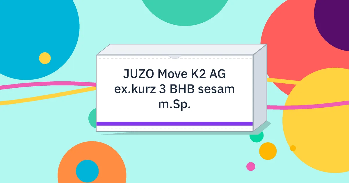 Symbolbild: Packung mit der Aufschrift JUZO Move K2 AG ex.kurz 3 BHB sesam m.Sp. (PZN 18532186) – Verfügbarkeit und Bezug in Apotheken in Frankfurt am Main