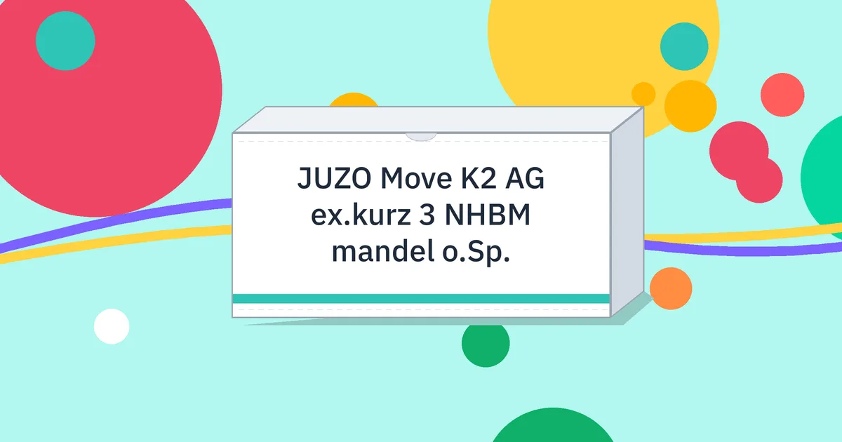 Symbolbild: Packung mit der Aufschrift JUZO Move K2 AG ex.kurz 3 NHBM mandel o.Sp. (PZN 16643094) – Verfügbarkeit und Bezug in Apotheken in Frankfurt am Main