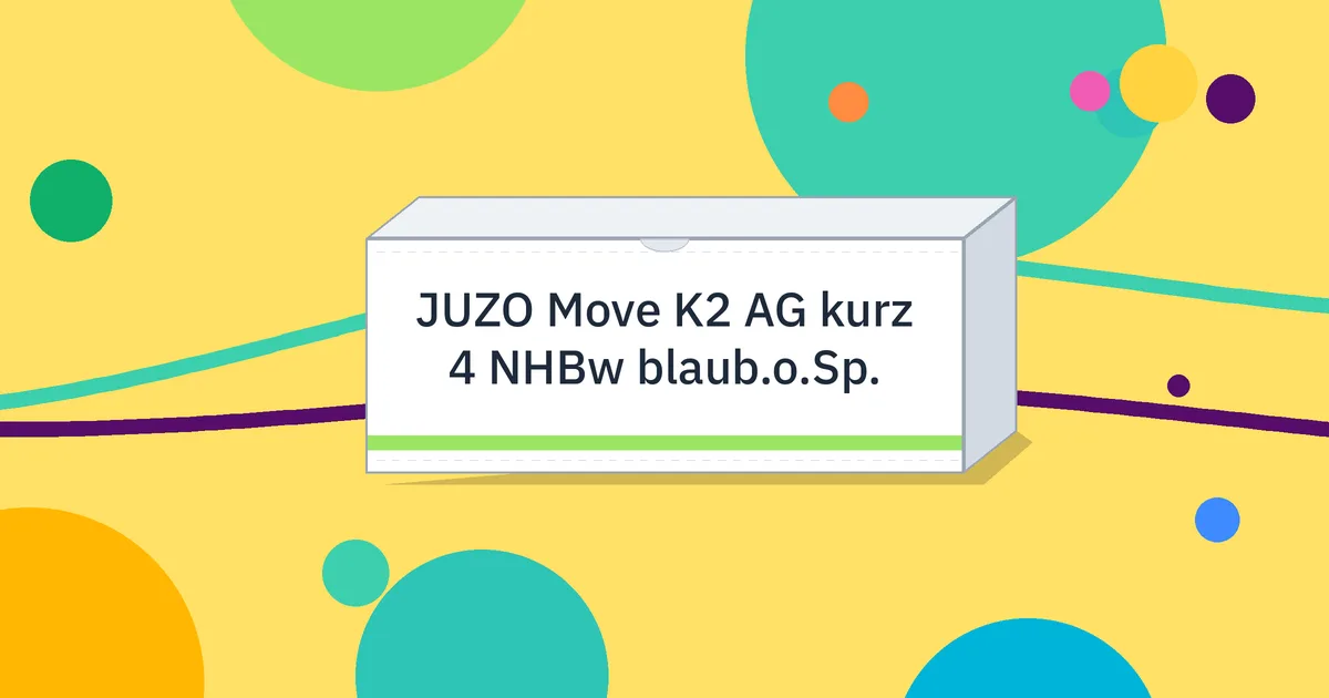 Symbolbild: Packung mit der Aufschrift JUZO Move K2 AG kurz 4 NHBw blaub.o.Sp. (PZN 18560573) – Verfügbarkeit und Bezug in Apotheken in Frankfurt am Main