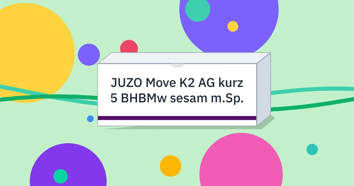 Symbolbild: Packung mit der Aufschrift JUZO Move K2 AG kurz 5 BHBMw sesam m.Sp. (PZN 18528902) – Verfügbarkeit und Bezug in Apotheken in Frankfurt am Main