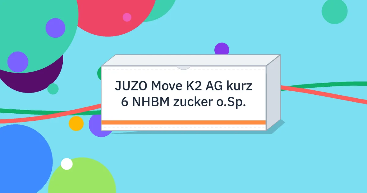 Symbolbild: Packung mit der Aufschrift JUZO Move K2 AG kurz 6 NHBM zucker o.Sp. (PZN 18529209) – Verfügbarkeit und Bezug in Apotheken in Frankfurt am Main