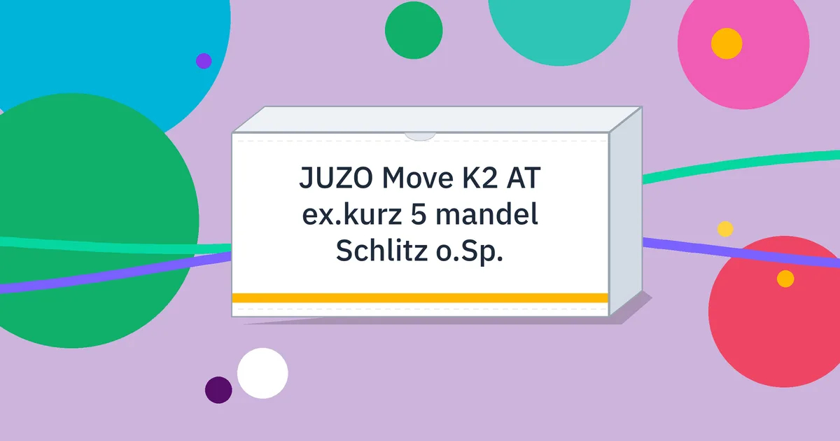 Symbolbild: Packung mit der Aufschrift JUZO Move K2 AT ex.kurz 5 mandel Schlitz o.Sp. (PZN 20673480) – Verfügbarkeit und Bezug in Apotheken in Frankfurt am Main