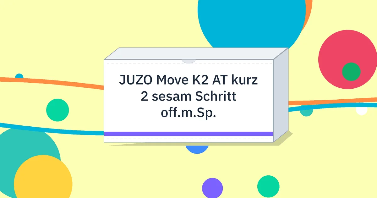 Symbolbild: Packung mit der Aufschrift JUZO Move K2 AT kurz 2 sesam Schritt off.m.Sp. (PZN 20674321) – Verfügbarkeit und Bezug in Apotheken in Frankfurt am Main