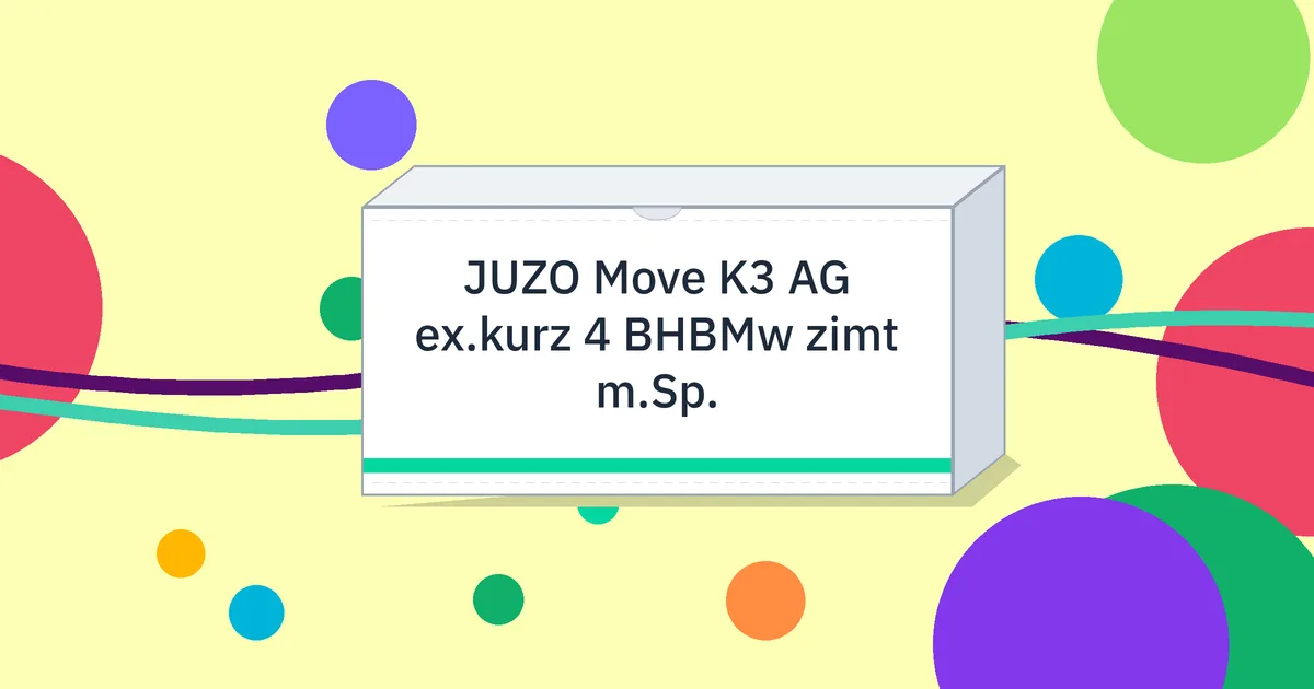 Symbolbild: Packung mit der Aufschrift JUZO Move K3 AG ex.kurz 4 BHBMw zimt m.Sp. (PZN 18584208) – Verfügbarkeit und Bezug in Apotheken in Frankfurt am Main
