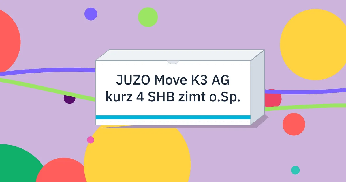 Symbolbild: Packung mit der Aufschrift JUZO Move K3 AG kurz 4 SHB zimt o.Sp. (PZN 18581351) – Verfügbarkeit und Bezug in Apotheken in Frankfurt am Main