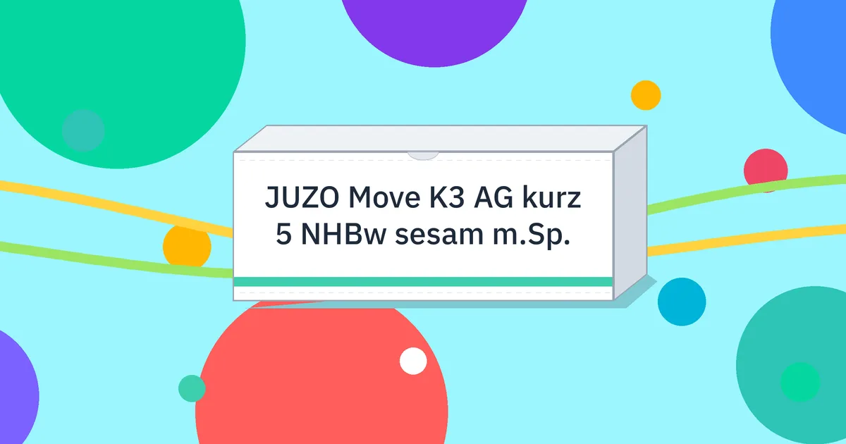 Symbolbild: Packung mit der Aufschrift JUZO Move K3 AG kurz 5 NHBw sesam m.Sp. (PZN 18578567) – Verfügbarkeit und Bezug in Apotheken in Frankfurt am Main