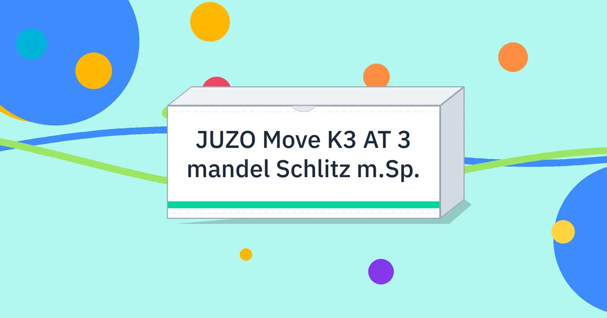 Symbolbild: Packung mit der Aufschrift JUZO Move K3 AT 3 mandel Schlitz m.Sp. (PZN 20678075) – Verfügbarkeit und Bezug in Apotheken in Frankfurt am Main