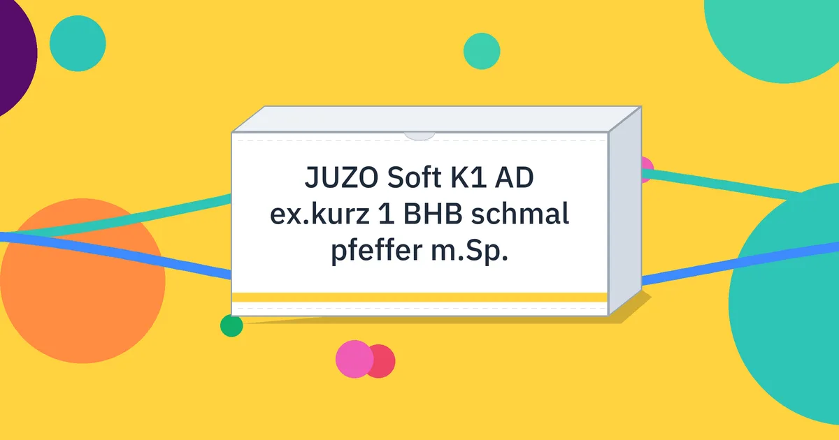 Symbolbild: Packung mit der Aufschrift JUZO Soft K1 AD ex.kurz 1 BHB schmal pfeffer m.Sp. (PZN 15462166) – Verfügbarkeit und Bezug in Apotheken in Frankfurt am Main