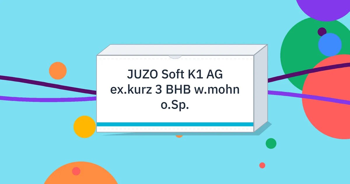 Symbolbild: Packung mit der Aufschrift JUZO Soft K1 AG ex.kurz 3 BHB w.mohn o.Sp. (PZN 14840330) – Verfügbarkeit und Bezug in Apotheken in Frankfurt am Main