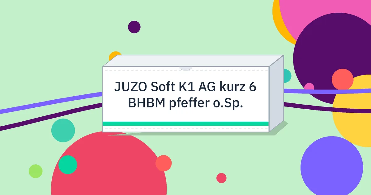 Symbolbild: Packung mit der Aufschrift JUZO Soft K1 AG kurz 6 BHBM pfeffer o.Sp. (PZN 14857477) – Verfügbarkeit und Bezug in Apotheken in Frankfurt am Main