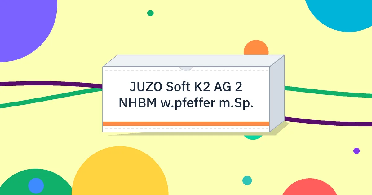 Symbolbild: Packung mit der Aufschrift JUZO Soft K2 AG 2 NHBM w.pfeffer m.Sp. (PZN 15018655) – Verfügbarkeit und Bezug in Apotheken in Frankfurt am Main