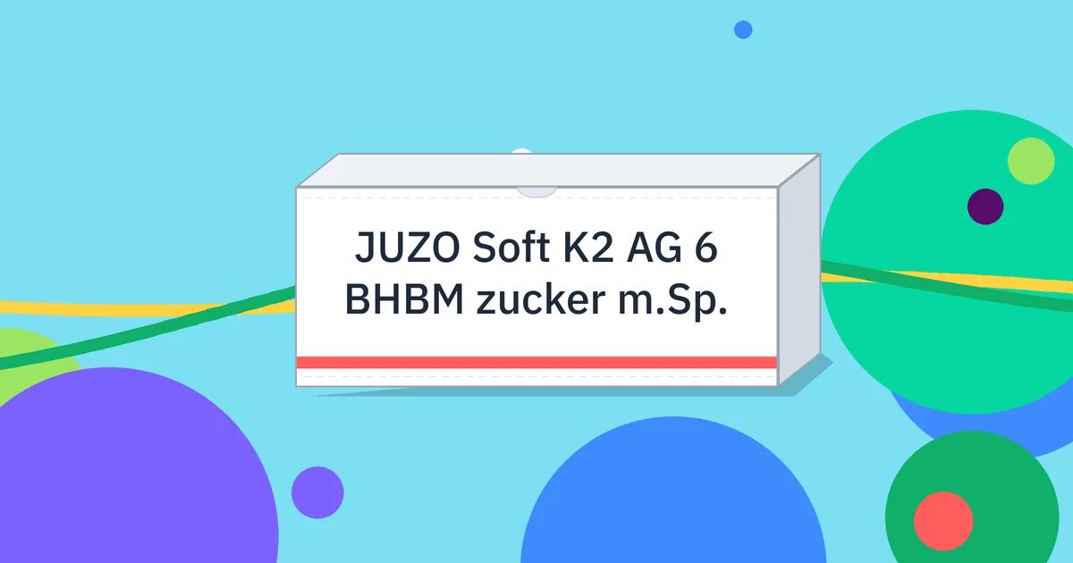 Symbolbild: Packung mit der Aufschrift JUZO Soft K2 AG 6 BHBM zucker m.Sp. (PZN 14858732) – Verfügbarkeit und Bezug in Apotheken in Frankfurt am Main