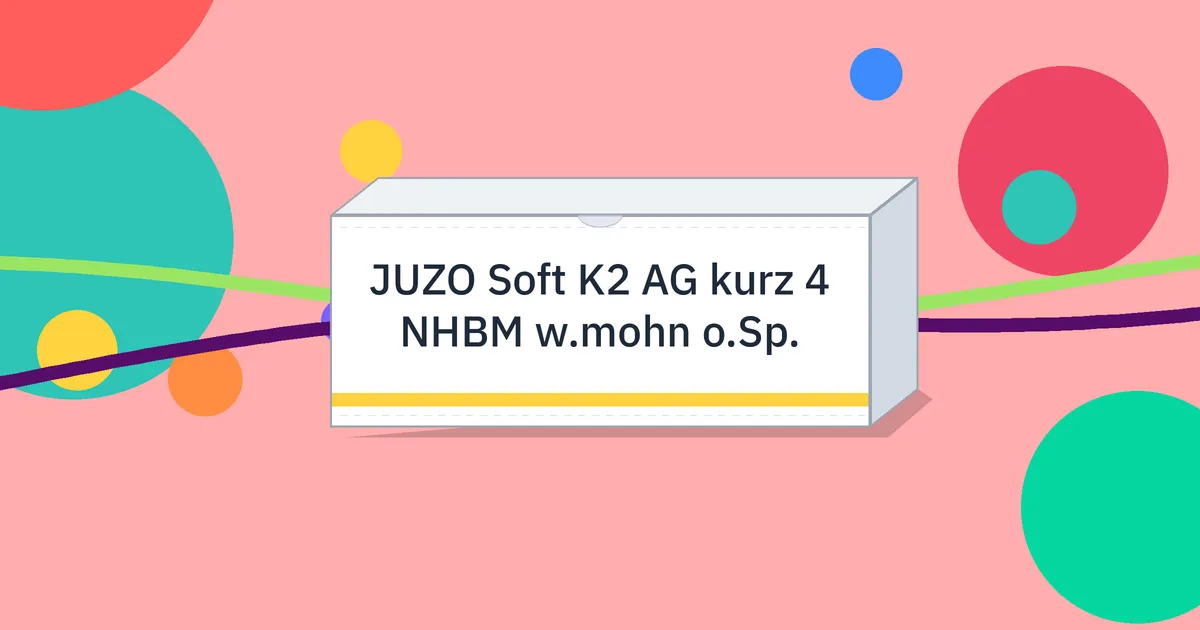 Symbolbild: Packung mit der Aufschrift JUZO Soft K2 AG kurz 4 NHBM w.mohn o.Sp. (PZN 14998338) – Verfügbarkeit und Bezug in Apotheken in Frankfurt am Main