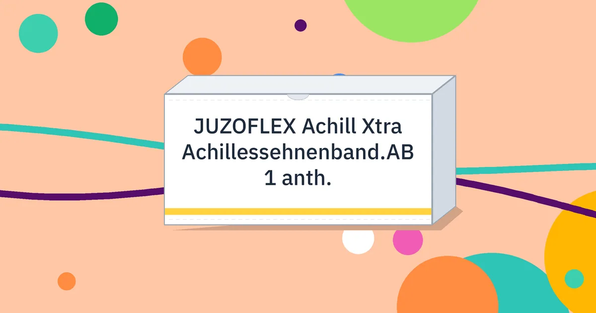 Symbolbild: Packung mit der Aufschrift JUZOFLEX Achill Xtra Achillessehnenband.AB 1 anth. (PZN 16634600) – Verfügbarkeit und Bezug in Apotheken in Frankfurt am Main