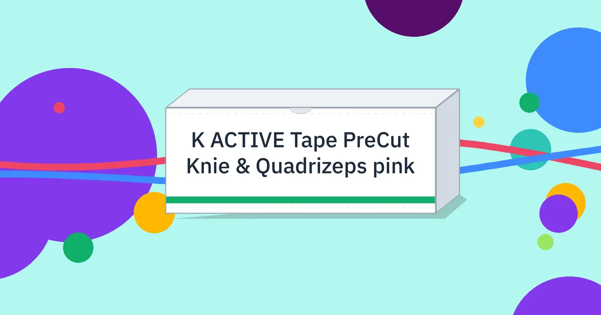 Symbolbild: Packung mit der Aufschrift K ACTIVE Tape PreCut Knie & Quadrizeps pink (PZN 06936607) – Verfügbarkeit und Bezug in Apotheken in Frankfurt am Main