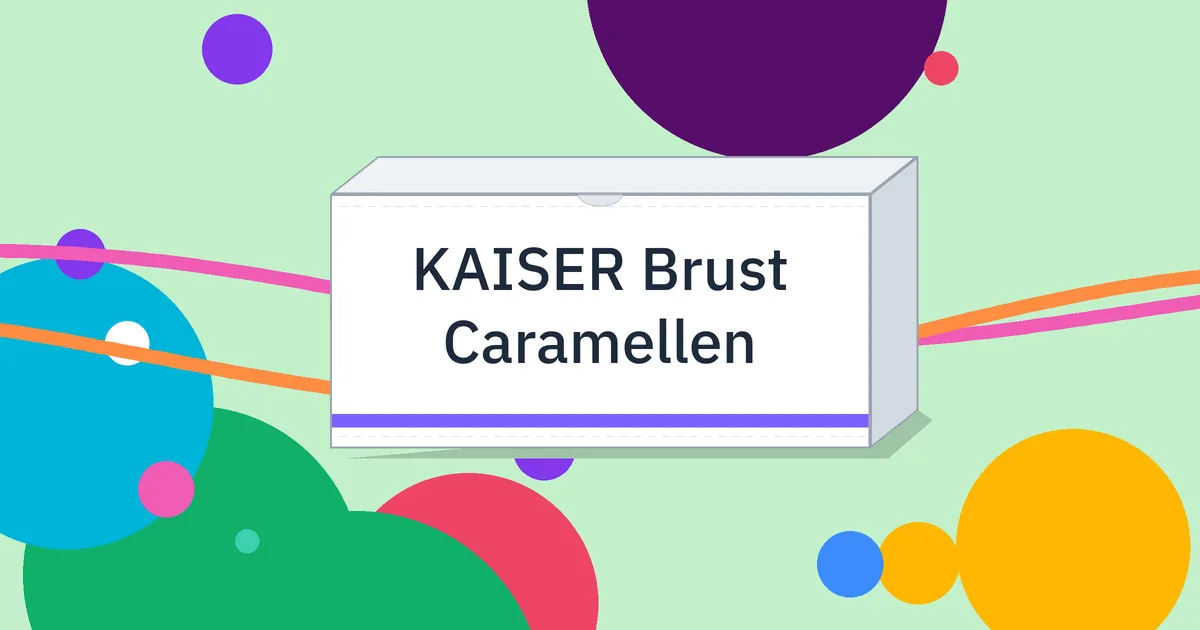 Symbolbild: Packung mit der Aufschrift KAISER Brust Caramellen (PZN 18242502) – Verfügbarkeit und Bezug in Apotheken in Frankfurt am Main