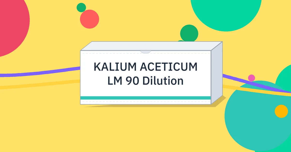 Symbolbild: Packung mit der Aufschrift KALIUM ACETICUM LM 90 Dilution (PZN 12916862) – Verfügbarkeit und Bezug in Apotheken in Frankfurt am Main