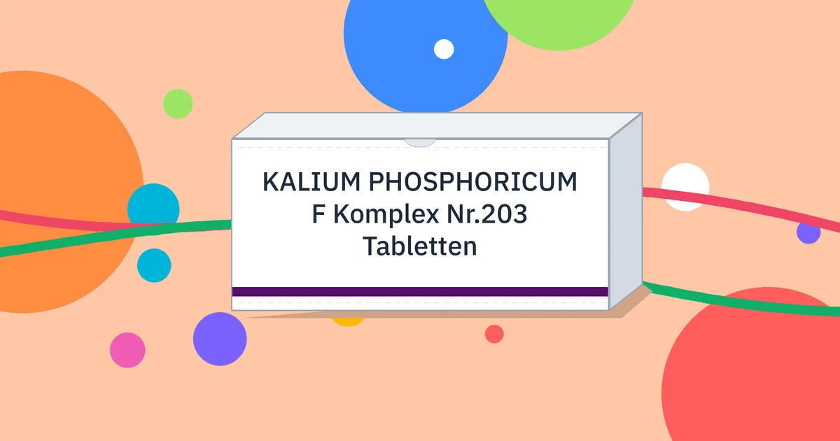 Symbolbild: Packung mit der Aufschrift KALIUM PHOSPHORICUM F Komplex Nr.203 Tabletten (PZN 01013105) – Verfügbarkeit und Bezug in Apotheken in Frankfurt am Main