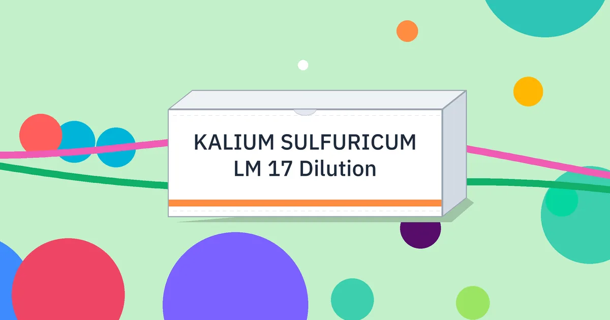Symbolbild: Packung mit der Aufschrift KALIUM SULFURICUM LM 17 Dilution (PZN 12926369) – Verfügbarkeit und Bezug in Apotheken in Frankfurt am Main