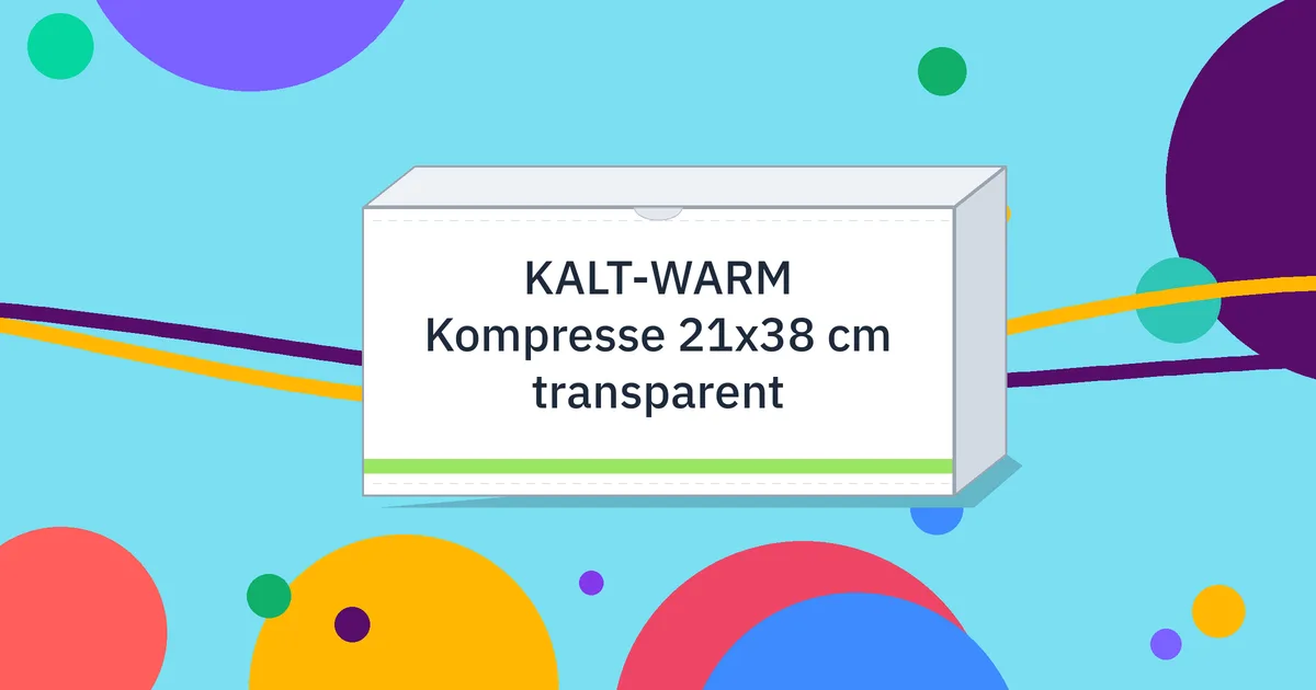Symbolbild: Packung mit der Aufschrift KALT-WARM Kompresse 21x38 cm transparent (PZN 04352523) – Verfügbarkeit und Bezug in Apotheken in Frankfurt am Main