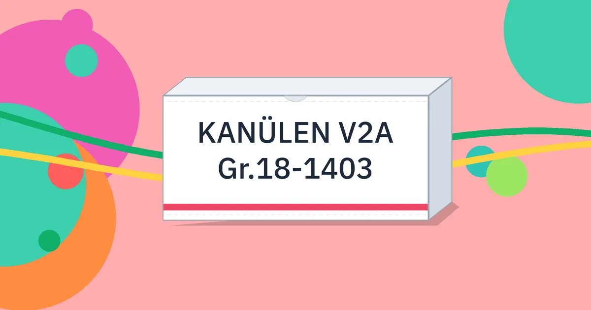 Symbolbild: Packung mit der Aufschrift KANÜLEN V2A Gr.18-1403 (PZN 01963628) – Verfügbarkeit und Bezug in Apotheken in Frankfurt am Main