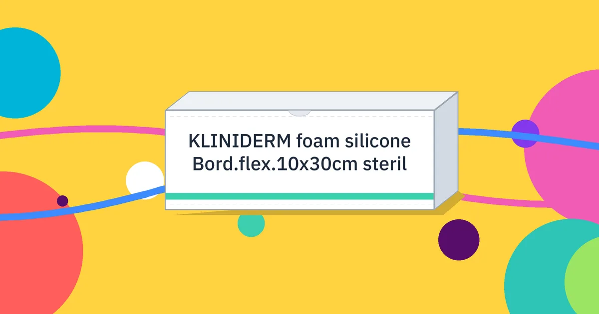 Symbolbild: Packung mit der Aufschrift KLINIDERM foam silicone Bord.flex.10x30cm steril (PZN 19868994) – Verfügbarkeit und Bezug in Apotheken in Frankfurt am Main
