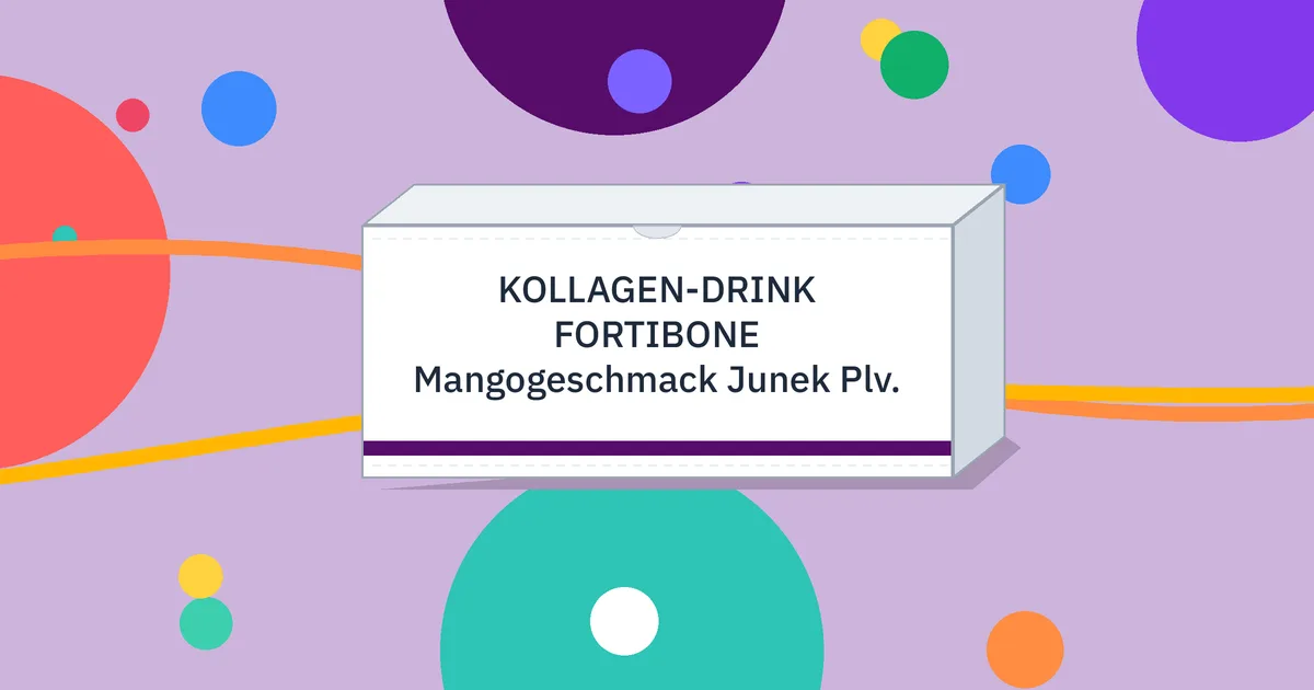 Symbolbild: Packung mit der Aufschrift KOLLAGEN-DRINK FORTIBONE Mangogeschmack Junek Plv. (PZN 20808448) – Verfügbarkeit und Bezug in Apotheken in Frankfurt am Main