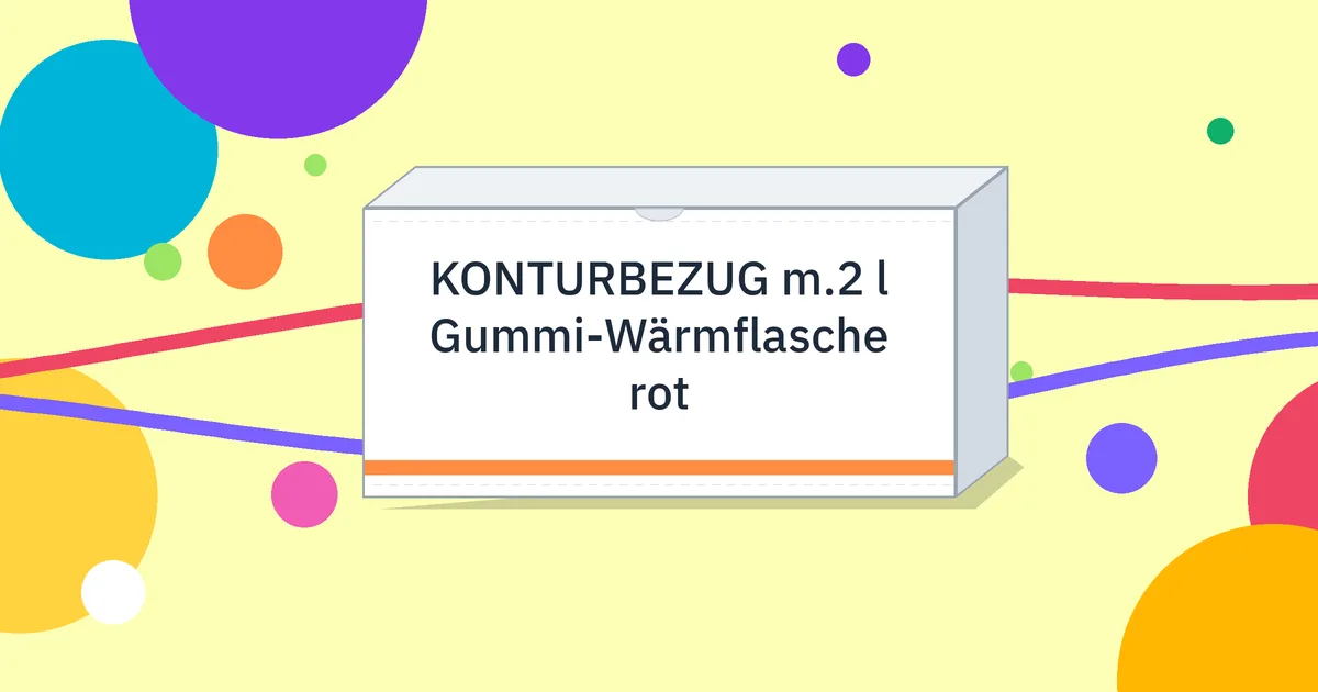 Symbolbild: Packung mit der Aufschrift KONTURBEZUG m.2 l Gummi-Wärmflasche rot (PZN 11543270) – Verfügbarkeit und Bezug in Apotheken in Frankfurt am Main