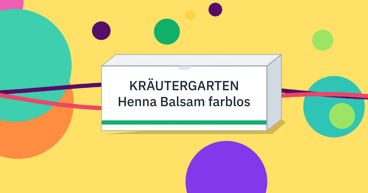 Symbolbild: Packung mit der Aufschrift KRÄUTERGARTEN Henna Balsam farblos (PZN 16202906) – Verfügbarkeit und Bezug in Apotheken in Frankfurt am Main