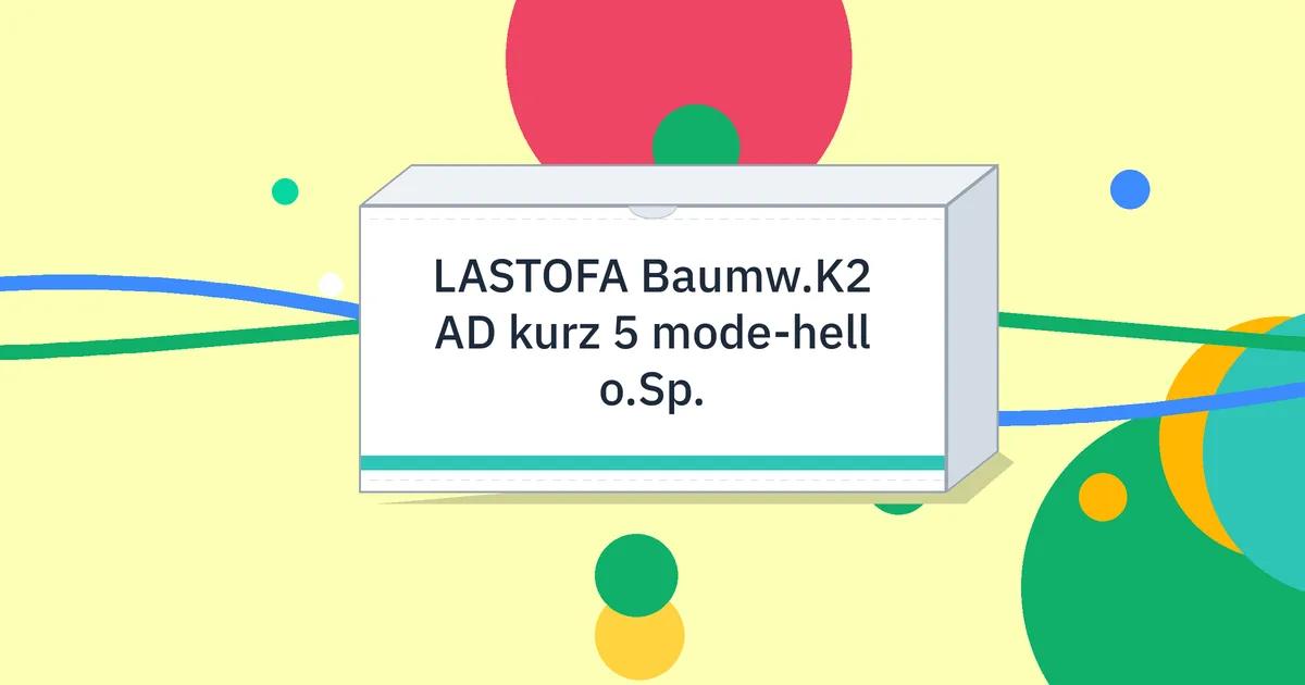 Symbolbild: Packung mit der Aufschrift LASTOFA Baumw.K2 AD kurz 5 mode-hell o.Sp. (PZN 01945955) – Verfügbarkeit und Bezug in Apotheken in Frankfurt am Main