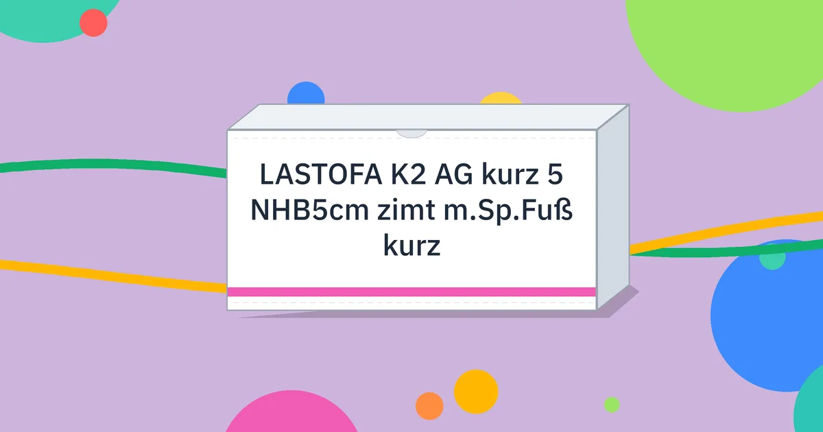 Symbolbild: Packung mit der Aufschrift LASTOFA K2 AG kurz 5 NHB5cm zimt m.Sp.Fuß kurz (PZN 13806302) – Verfügbarkeit und Bezug in Apotheken in Frankfurt am Main