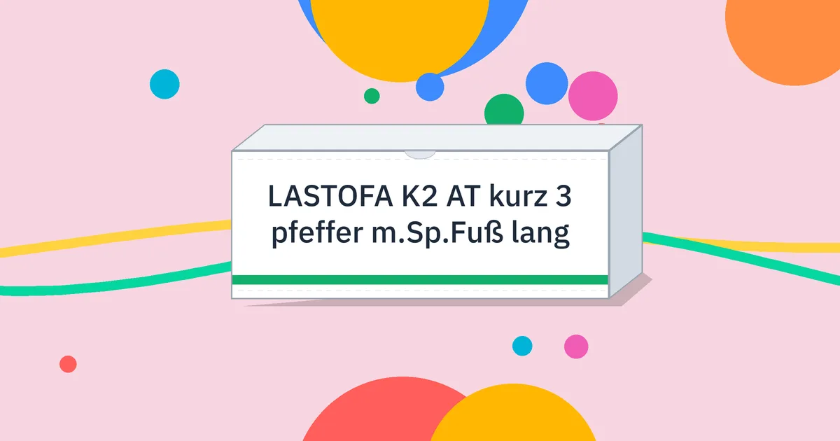 Symbolbild: Packung mit der Aufschrift LASTOFA K2 AT kurz 3 pfeffer m.Sp.Fuß lang (PZN 13809217) – Verfügbarkeit und Bezug in Apotheken in Frankfurt am Main
