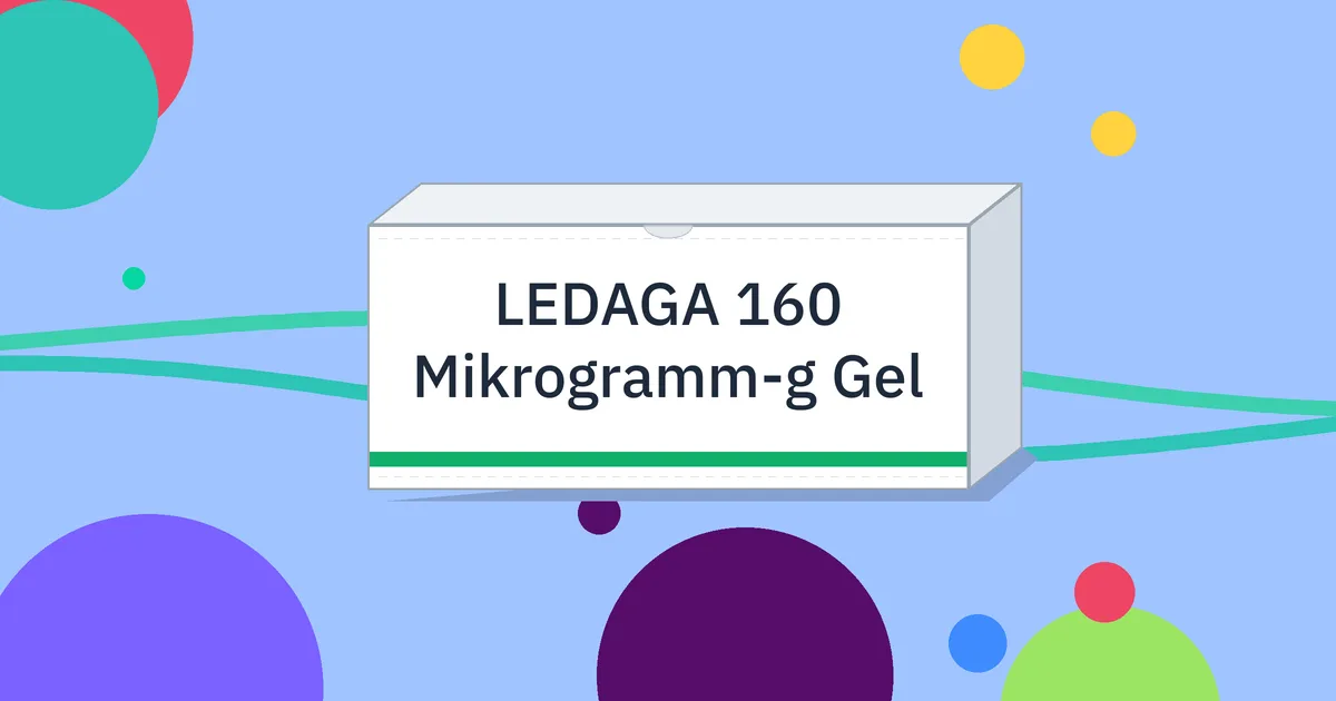 Symbolbild: Packung mit der Aufschrift LEDAGA 160 Mikrogramm-g Gel (PZN 13656564) – Verfügbarkeit und Bezug in Apotheken in Frankfurt am Main