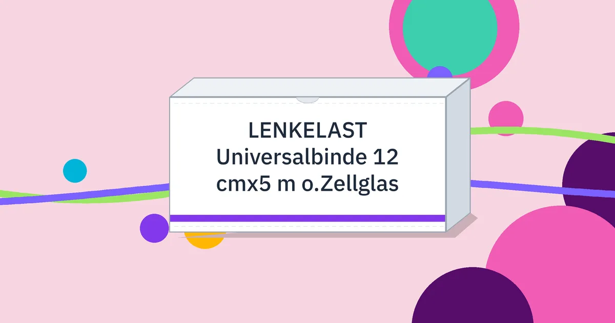 Symbolbild: Packung mit der Aufschrift LENKELAST Universalbinde 12 cmx5 m o.Zellglas (PZN 10931774) – Verfügbarkeit und Bezug in Apotheken in Frankfurt am Main
