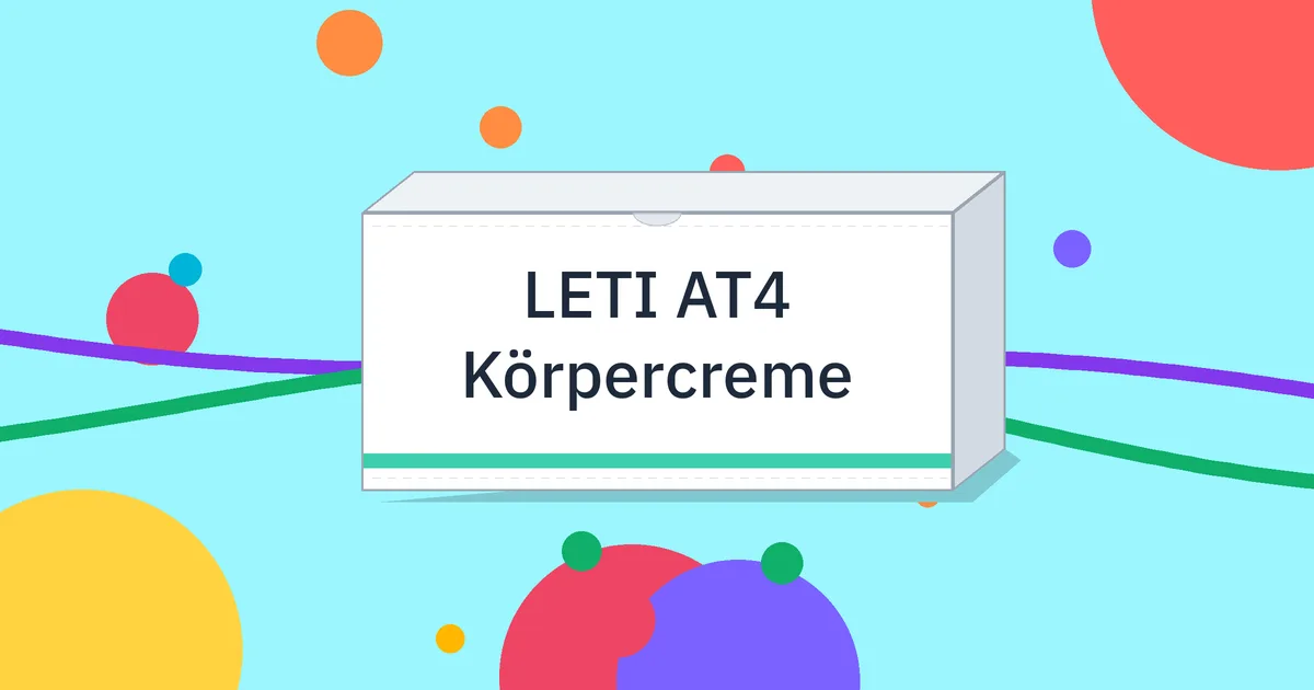 Symbolbild: Packung mit der Aufschrift LETI AT4 Körpercreme (PZN 11692372) – Verfügbarkeit und Bezug in Apotheken in Frankfurt am Main