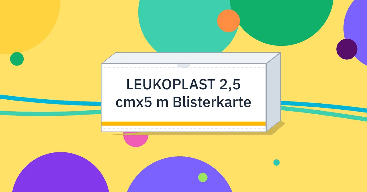 Symbolbild: Packung mit der Aufschrift LEUKOPLAST 2,5 cmx5 m Blisterkarte (PZN 00396104) – Verfügbarkeit und Bezug in Apotheken in Frankfurt am Main