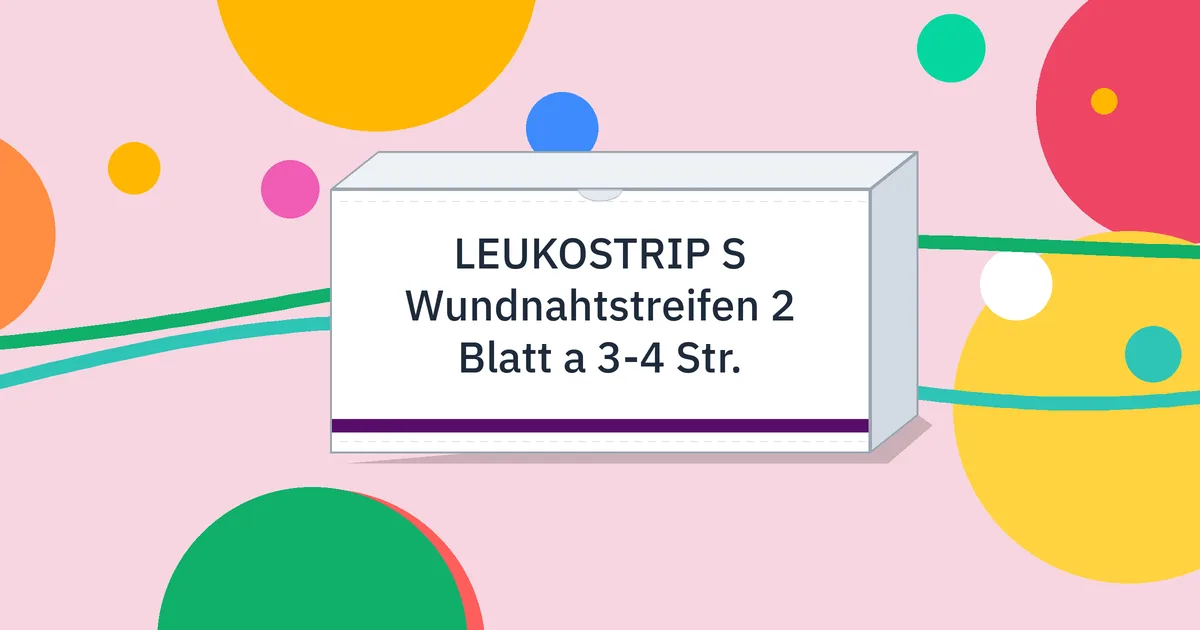 Symbolbild: Packung mit der Aufschrift LEUKOSTRIP S Wundnahtstreifen 2 Blatt a 3-4 Str. (PZN 19788723) – Verfügbarkeit und Bezug in Apotheken in Frankfurt am Main