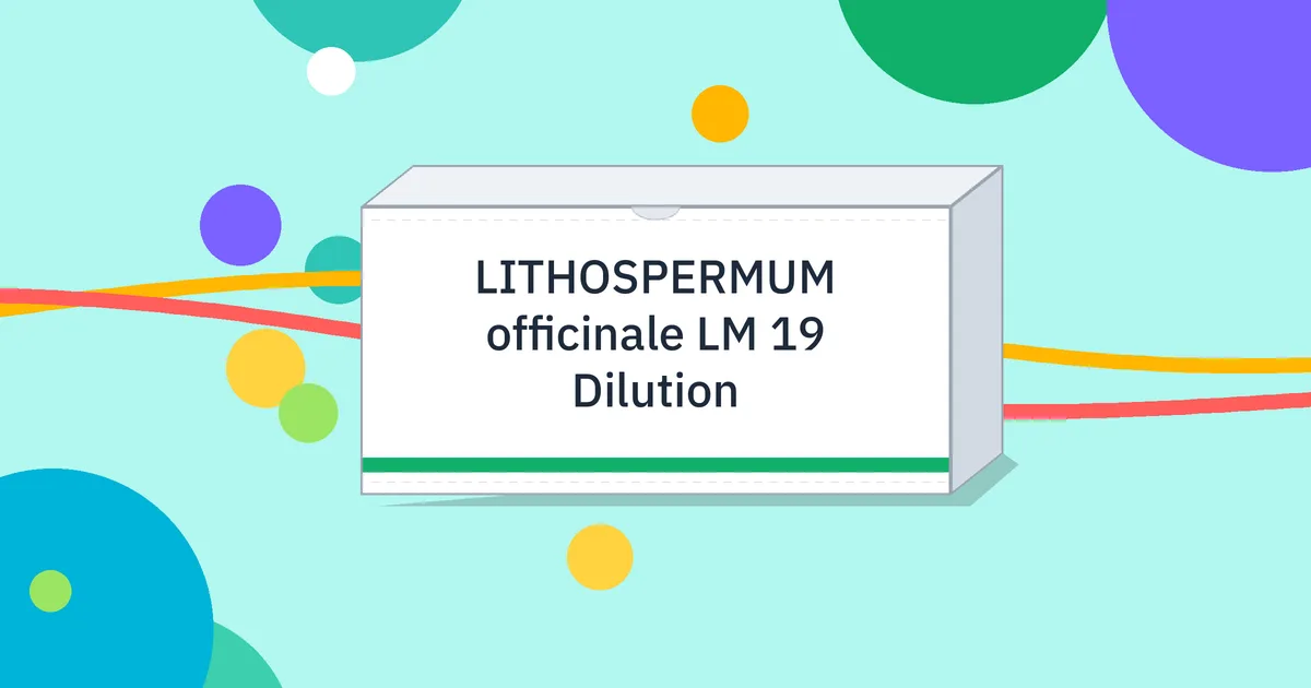 Symbolbild: Packung mit der Aufschrift LITHOSPERMUM officinale LM 19 Dilution (PZN 13532106) – Verfügbarkeit und Bezug in Apotheken in Frankfurt am Main