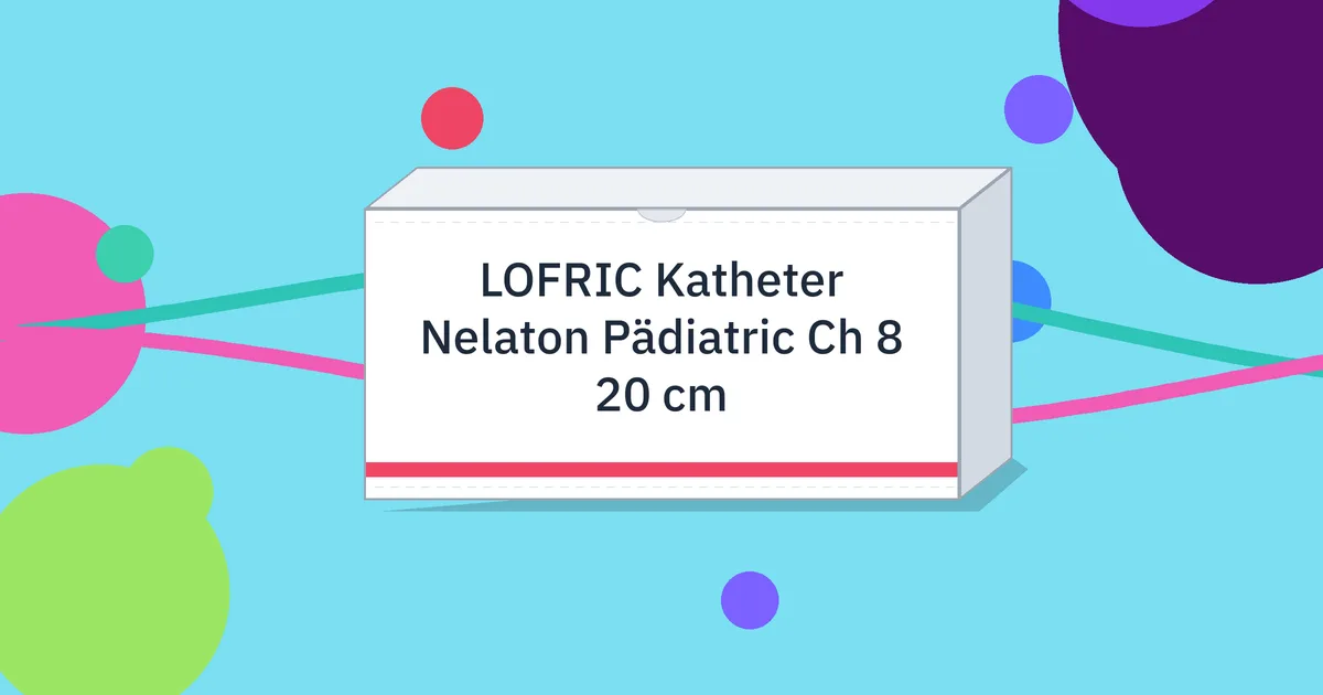 Symbolbild: Packung mit der Aufschrift LOFRIC Katheter Nelaton Pädiatric Ch 8 20 cm (PZN 16671742) – Verfügbarkeit und Bezug in Apotheken in Frankfurt am Main