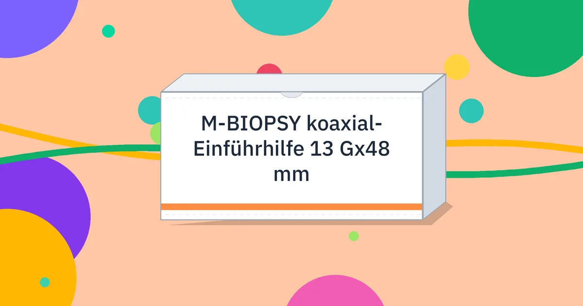 Symbolbild: Packung mit der Aufschrift M-BIOPSY koaxial-Einführhilfe 13 Gx48 mm (PZN 11285690) – Verfügbarkeit und Bezug in Apotheken in Frankfurt am Main