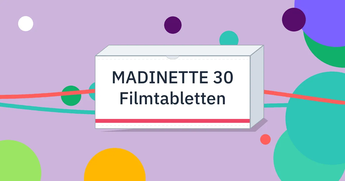 Symbolbild: Packung mit der Aufschrift MADINETTE 30 Filmtabletten (PZN 02420143) – Verfügbarkeit und Bezug in Apotheken in Frankfurt am Main
