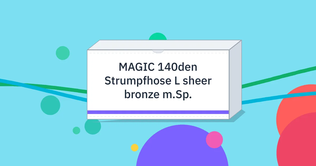 Symbolbild: Packung mit der Aufschrift MAGIC 140den Strumpfhose L sheer bronze m.Sp. (PZN 16182150) – Verfügbarkeit und Bezug in Apotheken in Frankfurt am Main